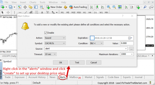 How To Set Up Price Alerts In MetaTrader 4 & 5 (Mobile & Desktop ...
